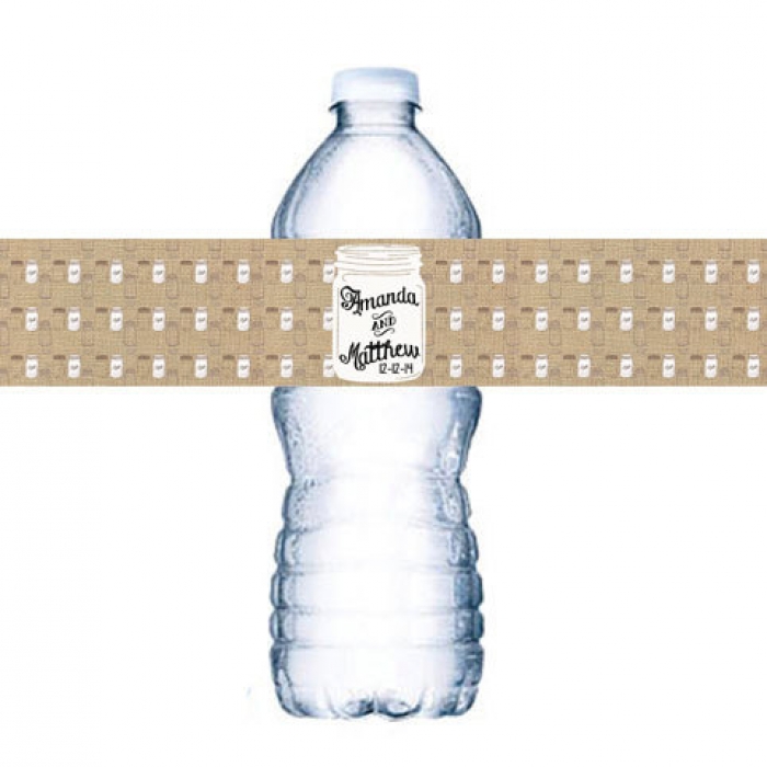 Personalized Burlap with Mason Jar Water Bottle Label | Print Canada Store