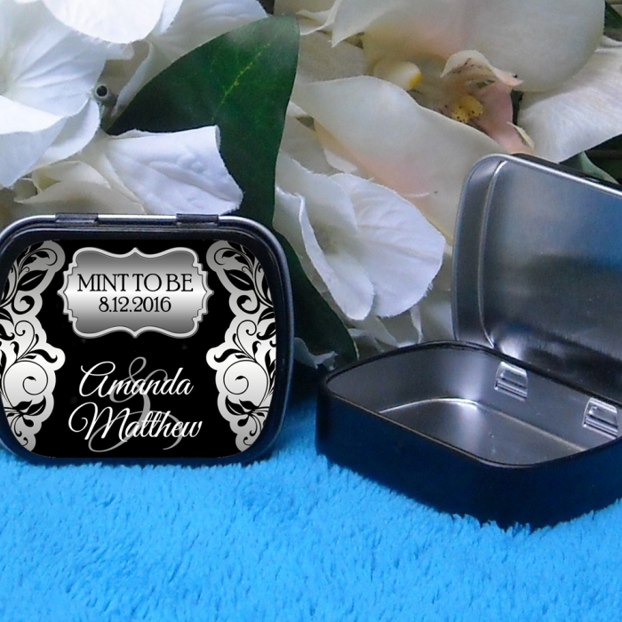Personalized Silver and Black Floral Design Mint Tin | Print Canada Store